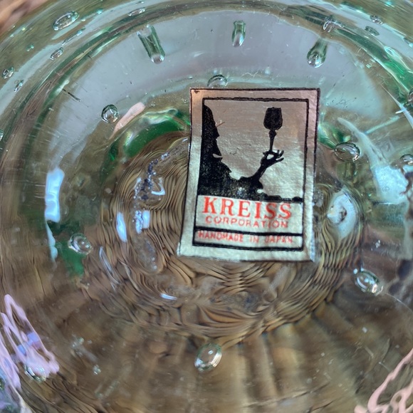 Vintage | Accents | Vintage Kreiss Corporation Handmade In Japan Green Control Bubbling Glass ...